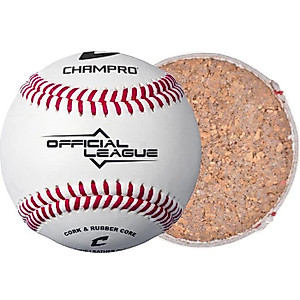 CHAMPRO CBB-40 Genuine Leather Cover Baseballs in a Black Bucket – 30 Balls and one Rods Can Sleeve Included.