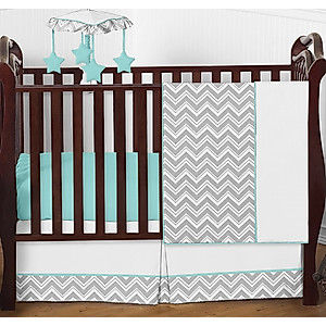 Turquoise and Gray Chevron Zig Zag Fabric Memory/Memo Photo Bulletin Board by Sweet Jojo Designs