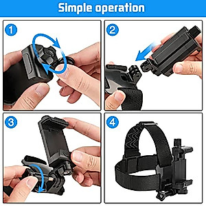 Camola Phone Head Mount, Head Mount Phone Holder, Outdoor Live Shooting Brachet Head Mount for iPhone/ Samsung/ Sony Action Camera