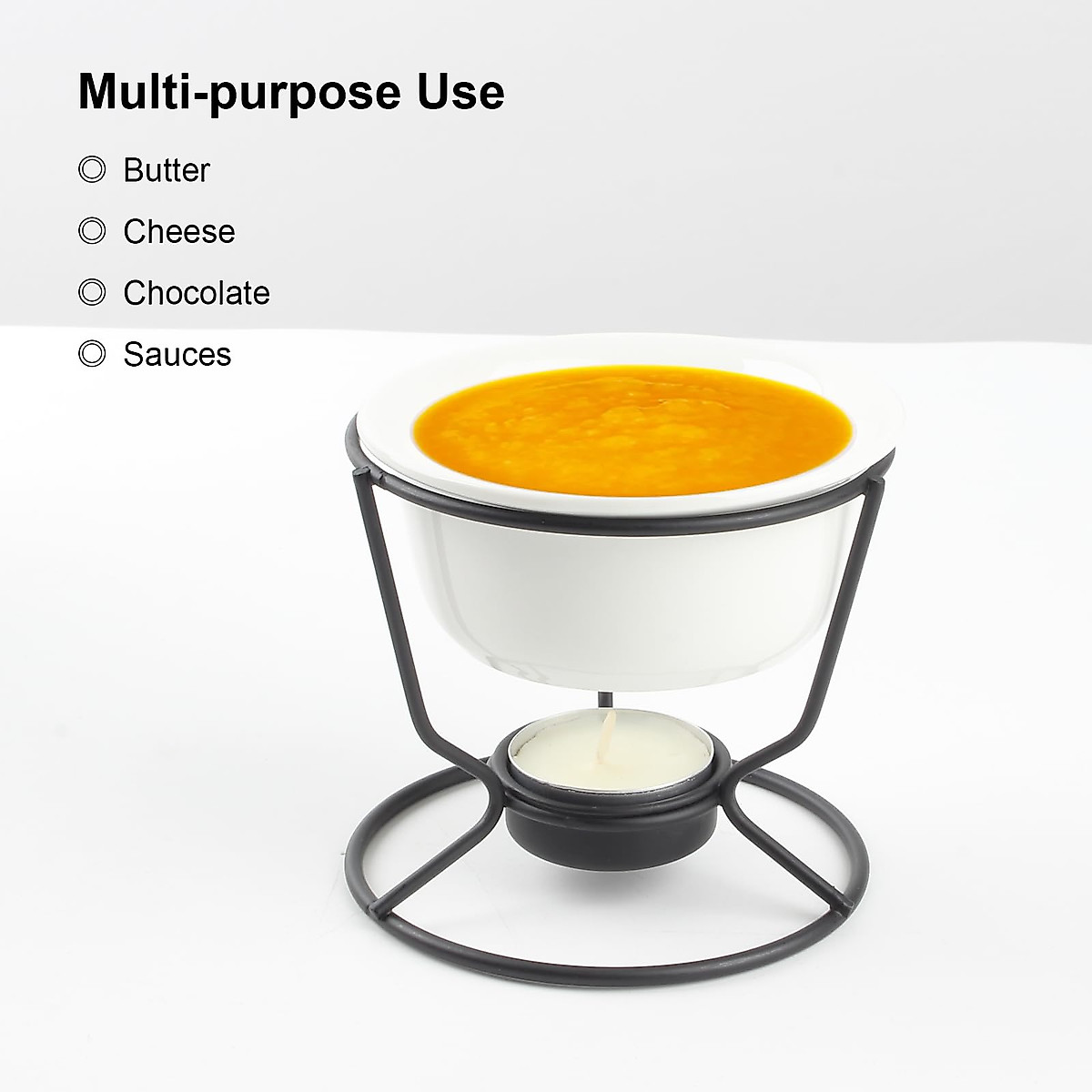 Kcgani 4Pcs Ceramic Butter Warmers for Seafood, 5oz Fondue Pot Set for Chocolate Butter Cheese, Ceramic Bowl for Food Crab Lobster, Suitable for Dishwasher Microwave Oven, Round