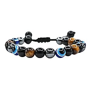 Evil Eye Bracelets for Men Women - Ultimate Protection Mens Bracelet - Evil Eye, Black Obsidian, Tigers Eye and Hematite - Healing Bracelets Gifts for Mom Mothers Day Pulseras Para Hombres Mujer