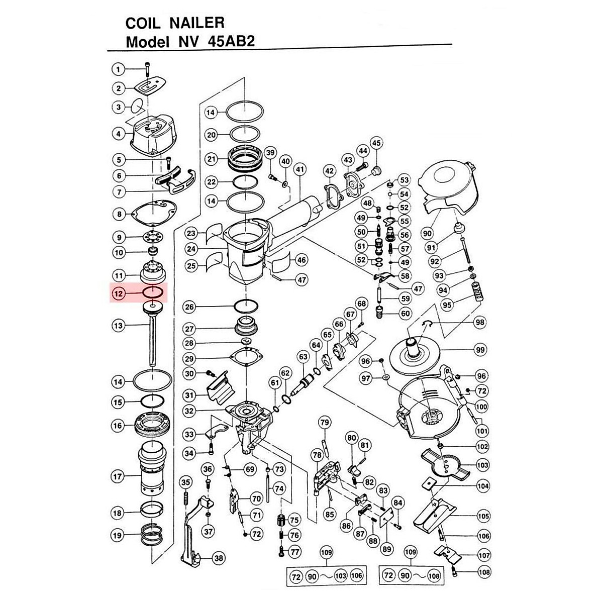 10 Pack Piston O-Rings for Hitachi Replaces Part Numbers 876-174 876174 and Fits Hitachi Nailer Models NV45AB2, N5008AC, NT65A2, NT50A