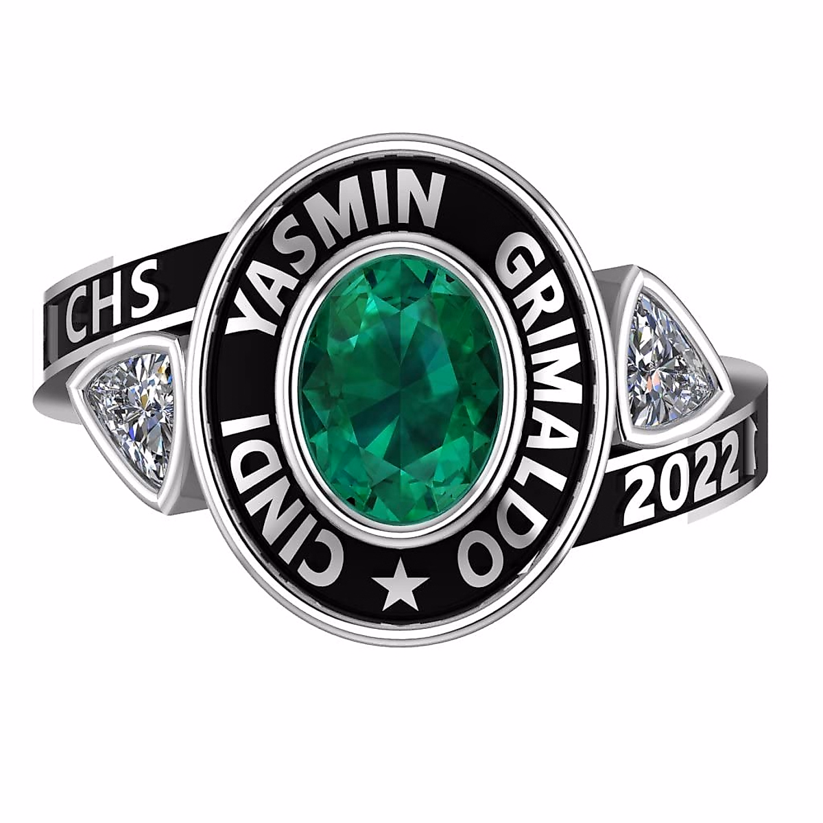 A2Z CUSTOM JEWELRY Girl Ladies Women’s Personalized Class Ring for High School College University Graduation Ceremony Gift - Customizable 2024-2025 - Sterling Silver (Titan Lisbon)