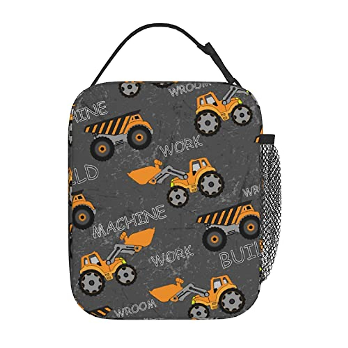 PAYOHTO Lunch Bag Kids Construction Truck Tractor Insulated Lunch Box for Toddler Boys for School Leak Proof Reusable Meal Tote Bag for Kindergarten
