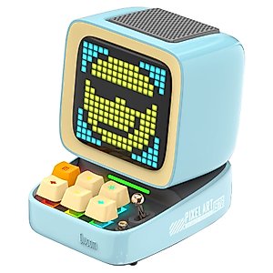 Divoom Ditoo Retro Pixel Art Game Bluetooth Speaker with 16X16 LED App Controlled Front Screen (Blue) …