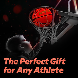 GlowCity Glow in The Dark Basketball for Teen Boy - Glowing Red Basket Ball, Light Up LED Toy for Night Ball Games - Sports Stuff & Gadgets for Kids Age 8 Years Old and Up. Great Gift for Boys & Girls