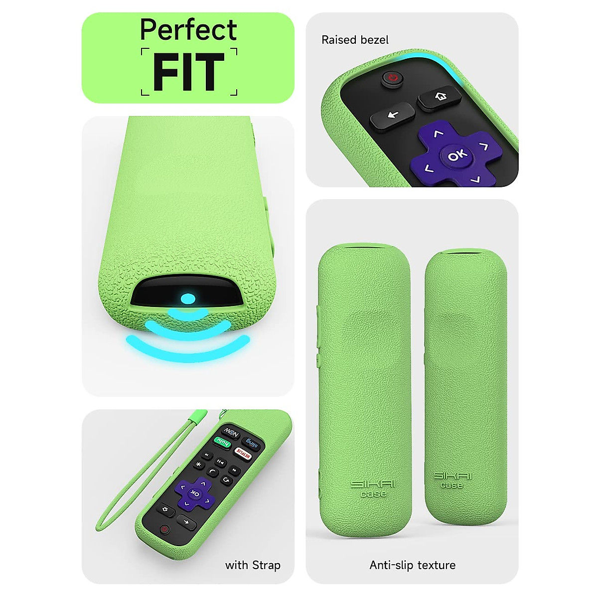 Roku Voice Remote Cover for Roku RC580,Select Series HD TV 2024,Stick 4k+,RCA1R 2022,RCAL7R Remote Shockproof Silicone Protective Case for Streaming Stick 4K with Remote Loop(Glow Green)