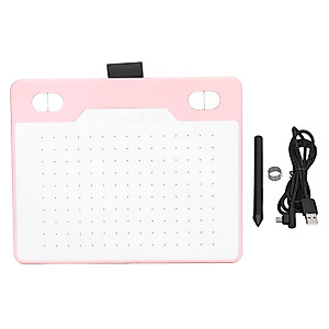 Animation Tablet, 155x100mm Plug and Play 8192 Levels Stylus 233 PPS 5080 LPI Graphics Drawing Tablet for Laptop (Pink)