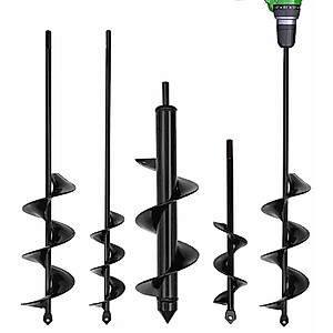 4 Set Auger Drill Bit for Planting,Heavy Duty Garden Auger Spiral Drill Bit Bulb Planter Tool for Planting Bedding Plants,Universal for Cordless Drill(1.6"x9",1.6"x16.5",3"x16.5",3"x12")