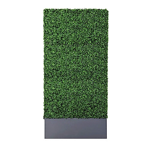 AGPL Upgraded Artificial Boxwood Hedge Wall with Dark Gray Stainless Steel Planter (96" Height 48" Width 12" Deep) Room Divider and Privacy Wall (96) Backdrops