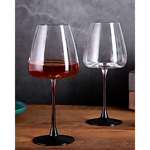 GIFORYA Wine Glasses Set of 2,19 OZ Crystal Clear Wine Glasses, Unique Long Stem Wine Glasses for Daily Use or Birthday Gift, Lead-Free Premium Drinking Glassware