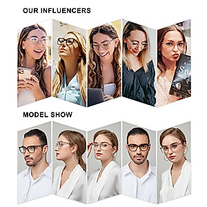 SOJOS Clear Blue Light Glasses Computer Glasses Embossed Temple ROCOCO SJ5099, Black Frame/Anti-Blue Light Lens