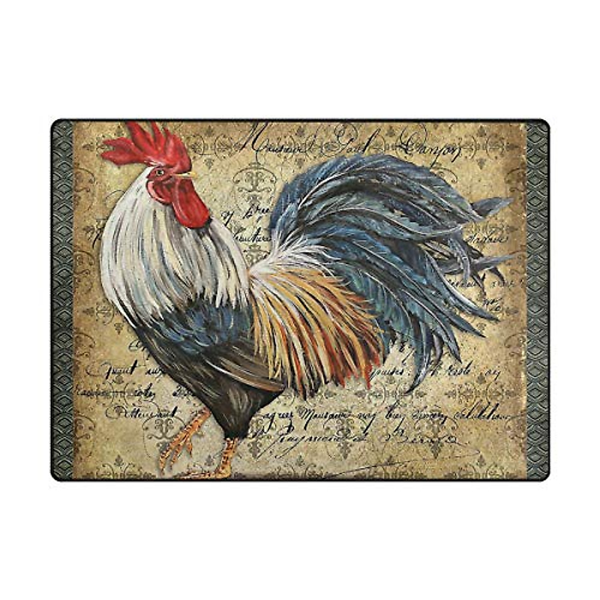 Awesome Rooster Chicken Area Rug 5'x 7', Educational Polyester Area Rug Mat for Living Dining Dorm Room Bedroom Home Decorative