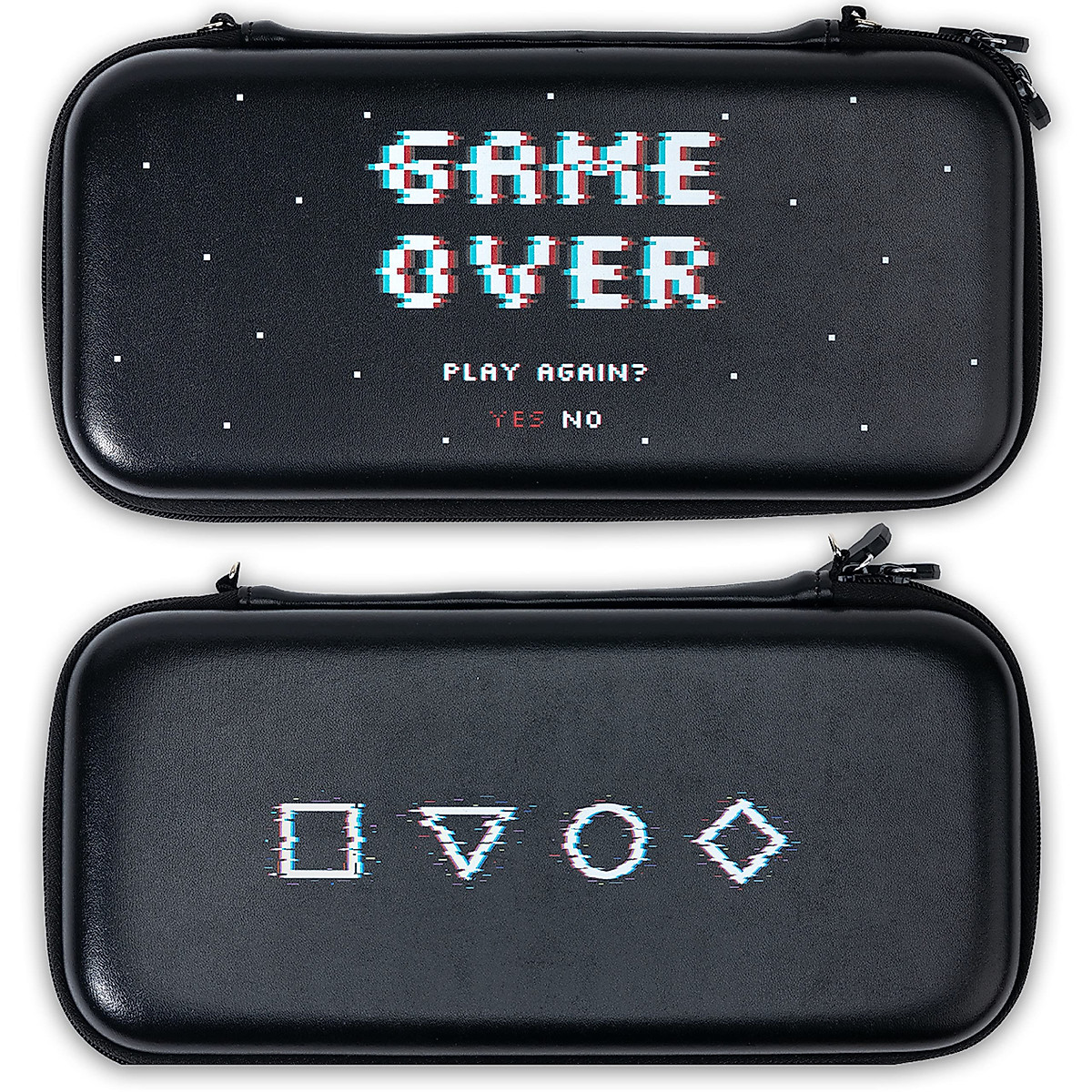BelugaDesign Game Over Carrying Case | Retro Arcade Space Cool Kids Boys Travel Storage Wrist Shoulder Strap | Compatible with Nintendo Switch Standard Lite OLED (Black)