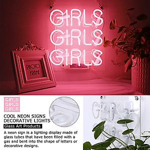 Neon Signs Girls, Pink Neon Girls Girls Girls Signs, Neon Wall Sign Light, Hanging Neon Lights, Custom Neon Words Real Neon for Wall Bedroom Room Decor Bar for Party Christmas Holiday Decoration Sign