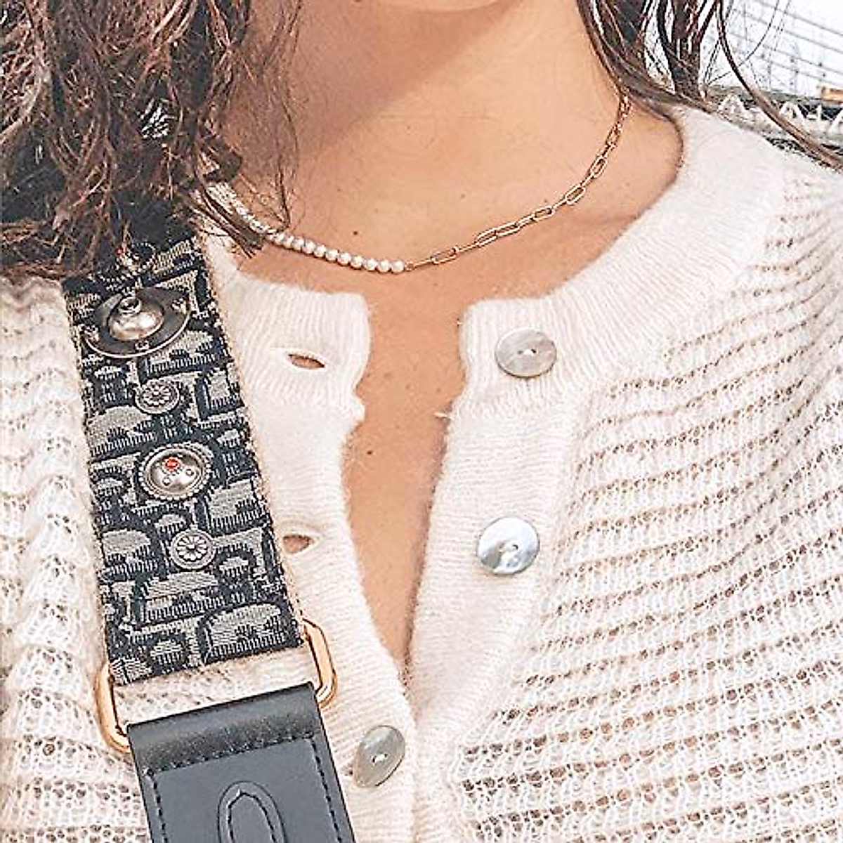 Cowlyn Paper Clip Pearl Necklace Vintage Chunky Link Chain Baroque Cultured Pearls 18K Gold Choker Fashion Retro Charm Valentine Jewelry for Women