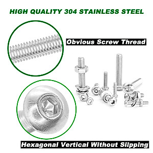 AJUER 1000pcs ISO7380 M2/M2.5/M3/M4 Button Head Socket Cap Screws, Bolts Nuts Washers Assortment Kit, 304 Stainless Steel Metric Screw Set, Small Bolts and Nuts Kit,