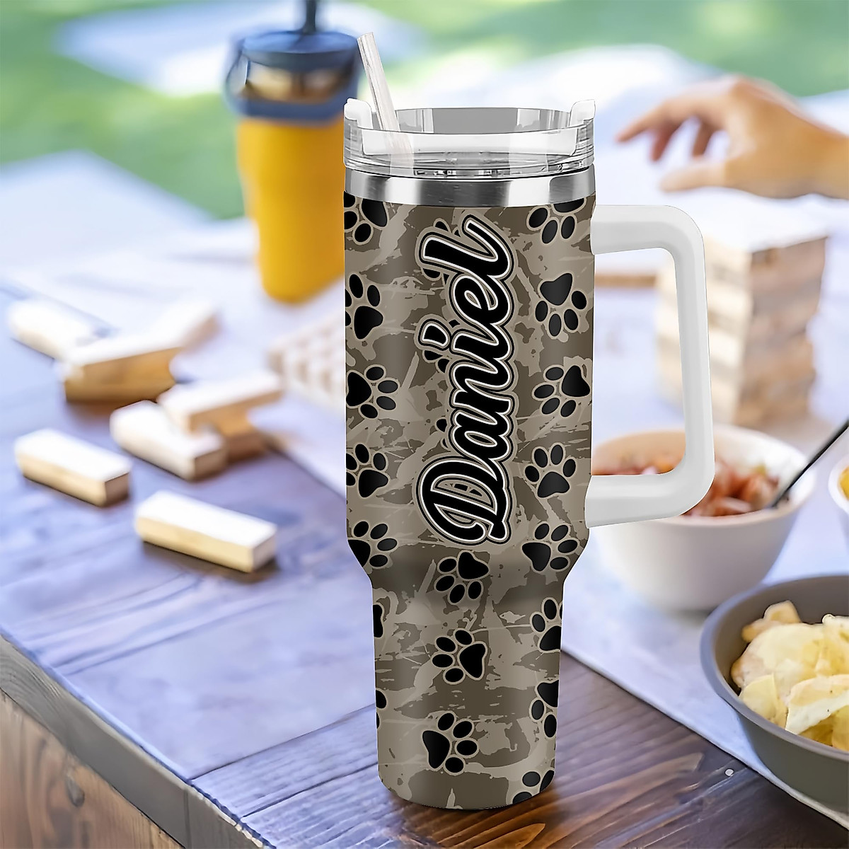 Hyturtle Personalized Pictured Dog Dad 40oz Tumbler with Handle and Straw Gifts for Dog Lovers, Birthday Father's Day Cup Gifts For Men, Best Gift Idea for Dogs Dad Stainless Steel Custom Cup With Lid