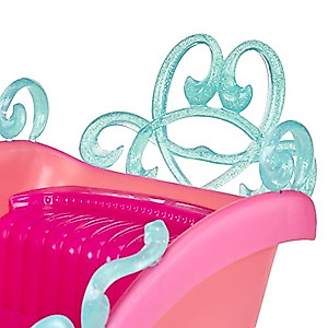 MGA Entertainment Dream Ella Candy Carriage and Unicorn, Pearlized White Unicorn Horse with Gold Glitter Horn, Bright Pink Mane, Pink Bridle, Reins, Saddle, Pink Carriage with Candy Glitter Railing