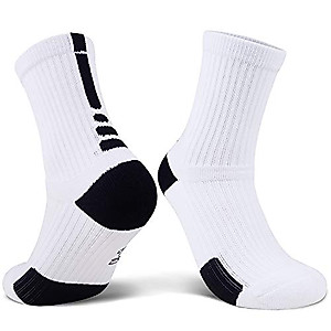 JHM boys Athletic Sport Team Basketball Soccer Crew Socks, 6 Pairs Color#1, 8-11 Years