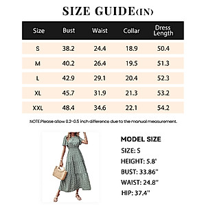 PRETTYGARDEN Women's Summer Casual Short Flutter Sleeve Round Neck Smocked Waist Tiered Boho Floral Flowy Maxi Dress(Small, Leaves Green)