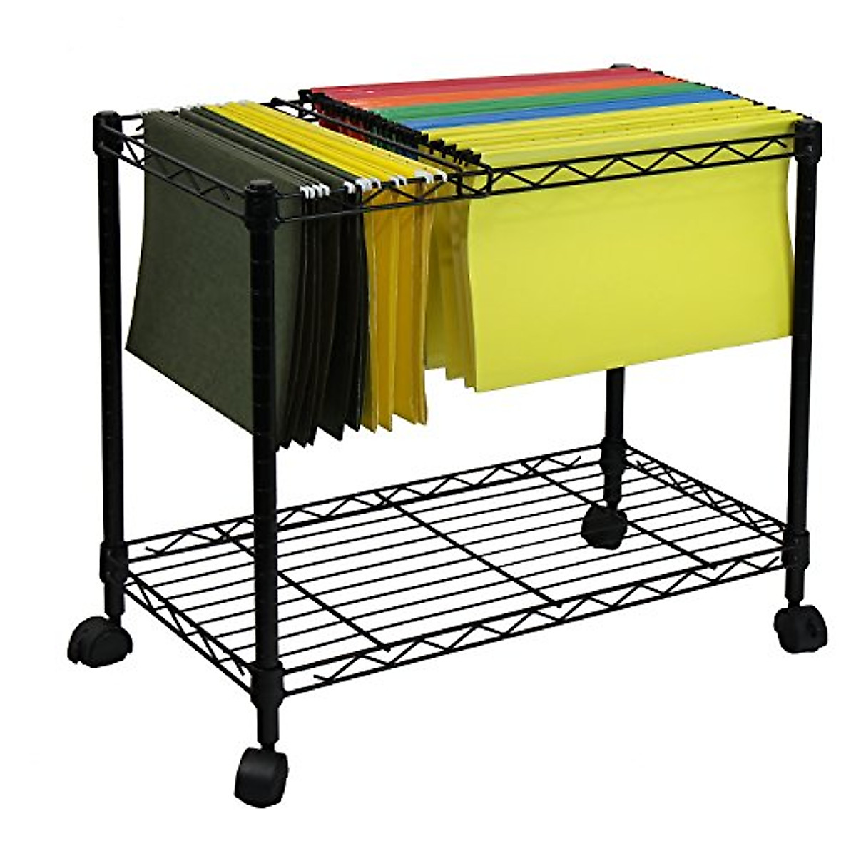 Oceanstar Portable 1-Tier Metal Rolling File Cart, Black,24 in