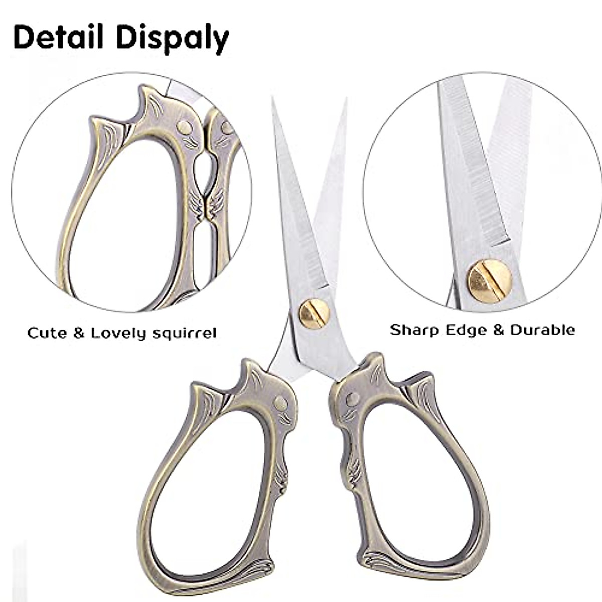 SHWAKK Squirrel Shaped Scissors 4.44 Inch Silver Embroidery Scissors Stainless Steel Sewing Scissor DIY Tools Dressmaker Shears Scissors for Embroidery, Craft, Needlework, Tailoring
