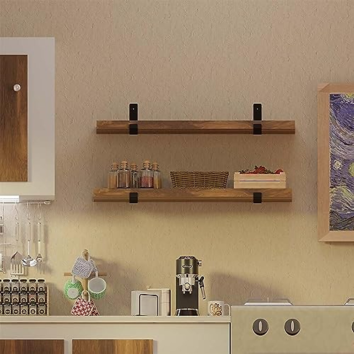 BATODA 12” Shelf Brackets with Lip (Match 11.25" Board) - 6 Pcs J Shelf Bracket Black - Heavy Duty Hook Brackets for Shelves - Wall Mounted Support for DIY - Shelving Hardware Included (Pack 6)