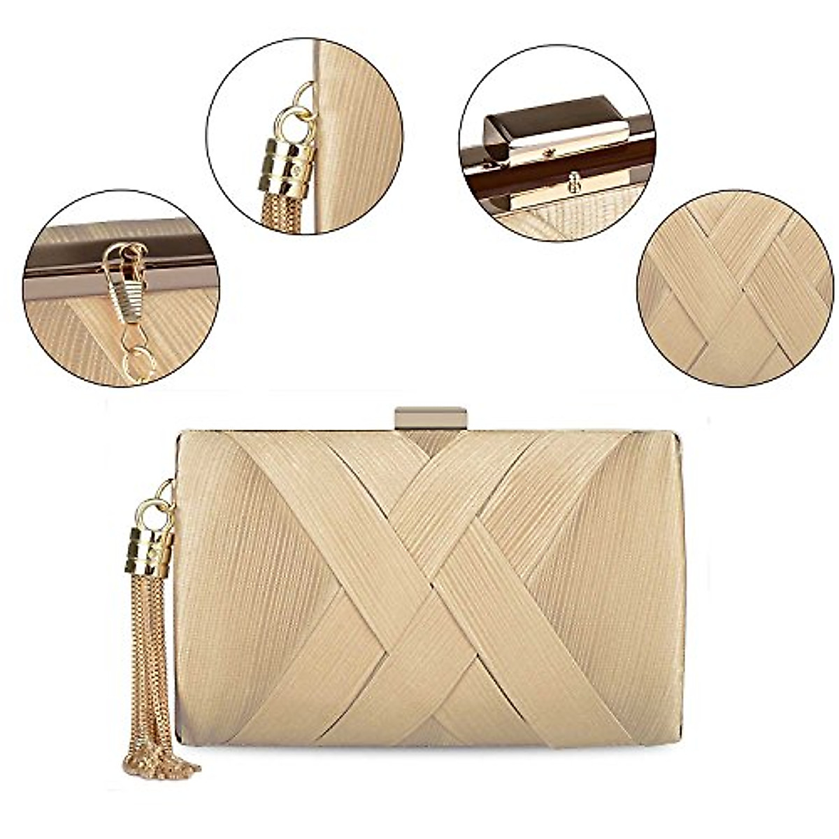 LIFEWISH Tassel Evening Bags Clutch Purses for Women for Wedding Prom Night out Party