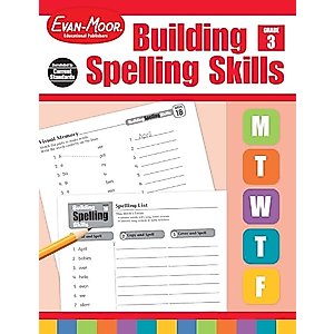 Evan-Moor Building Spelling Skills, Grade 3 - Homeschooling & Classroom Resource Workbook, Reproducible Worksheets, Teaching Edition, Spelling Strategies, Reading and Writing Skills