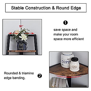 OIAHOMY Corner Shelf 70 Inch Tall Bookcase 5- Tier Industrial Corner Bookshelf Corner Ladder Shelf Small Bookshelf Rustic Plant Stand Rack Freestanding -Rustic Brown