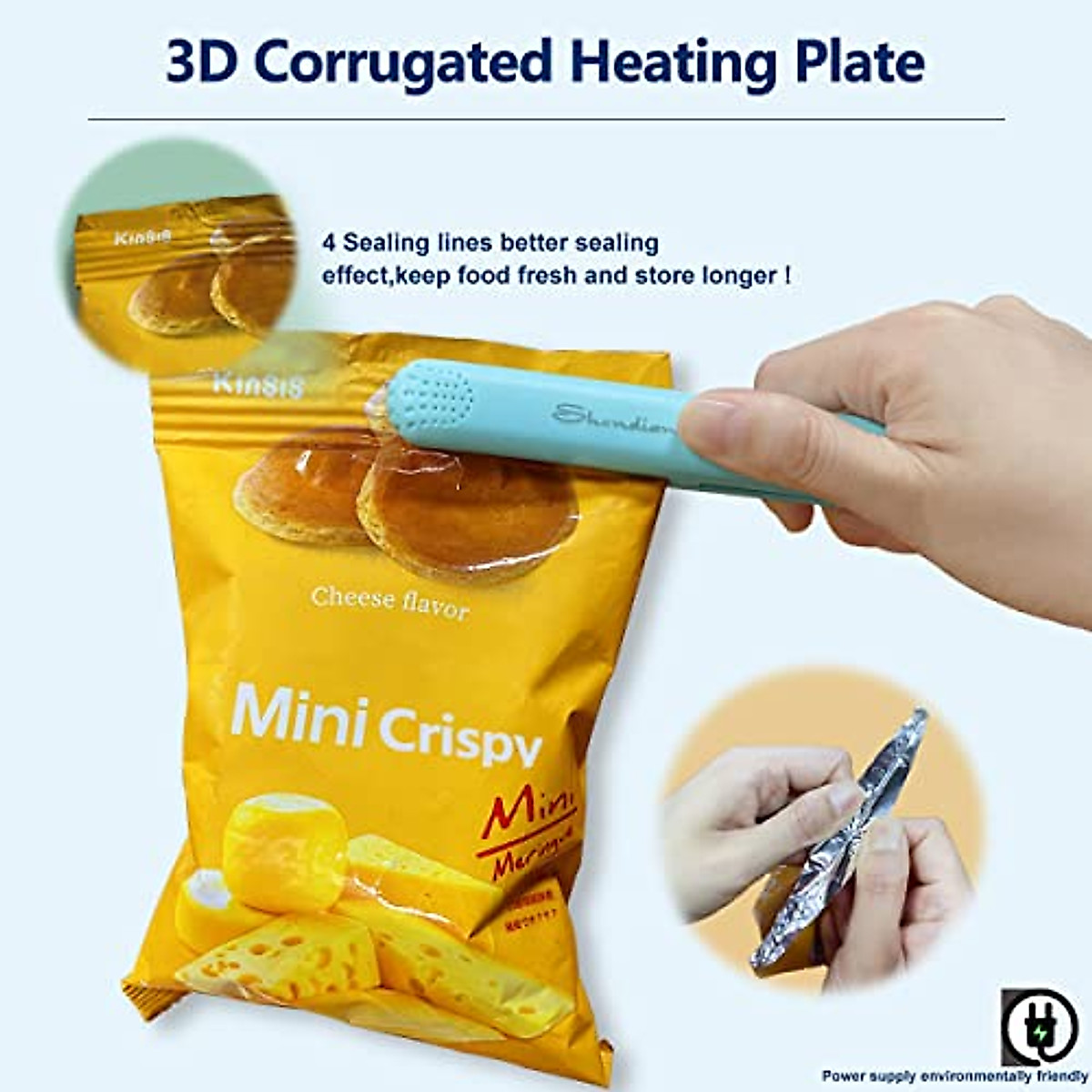 2PACK Mini Bag Sealer Heat, Portable Seal Plastic Bag Resealer Machine, Handheld Bag Heat Vacuum Sealers with Power Cable for Potato Chip Bags, Snack Bag, Food Storage