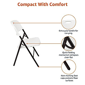 Amazon Basics Folding Plastic Chair, 350-Pound Capacity, White, 2-Pack
