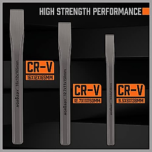 HORUSDY 3-Piece Heavy Duty Cold Chisels Set, 3/8 in, 1/2 in, 5/8 in