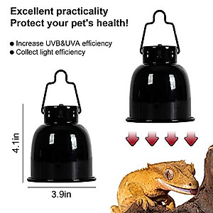 OIIBO Reptile Light Kit, Mini Deep Dome Lamp Fixture & 25W Heat Emitter, Optical Reflection Cap Cover of 4” Bottom Bundle with Heat Lamp Emitter (Deep Dome+1PCS Heat emitter)