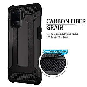 DFTCVBN Case for Oppo A94 4G / Reno 5 Lite / F19 Pro/Reno 5F CPH2203 Case with HD Screen Protector, Dual Layer Protective Slim Hybrid Cell Phone Cover Shockproof Case for Oppo a94 4G Black