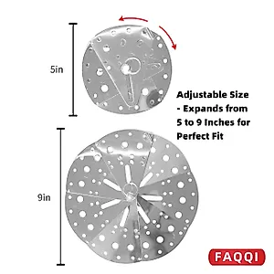Otoshibuta-Industry Tamahashi FO-1 Free Size Drop Lid, 5.5-9.1 inches (140-230 mm), Stainless Steel, Japan