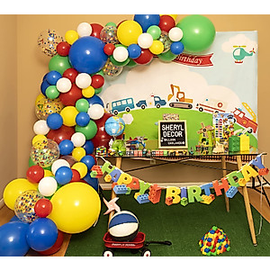 ALL-IN-1 Sesame Street Balloons Arch Kit & Garland – Small and Large Primary Color Red Blue Green Balloons – Lego Elmo Circus Carnival Super Mario Birthday Party Supplies & Decorations