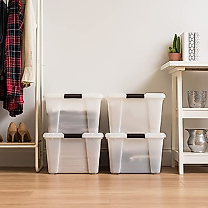 IRIS 45 Quart Buckle Up Storage Box, 4 Pack, Pearl