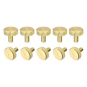 uxcell Knurled Thumb Screws, M4x8mm Flat Brass Bolts Grip Knobs Fasteners for PC, Electronic, Mechanical 10Pcs