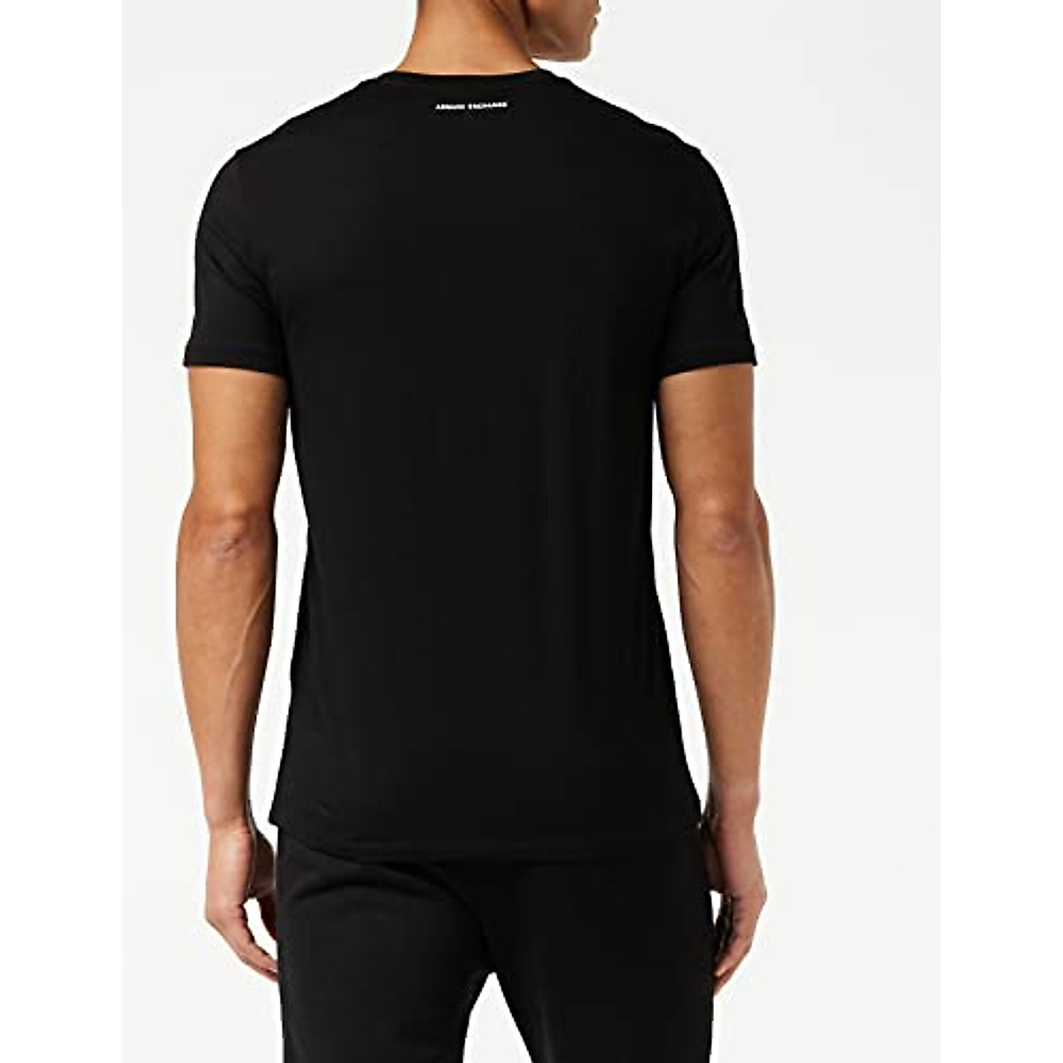 A|X ARMANI EXCHANGE mens Crew Neck Logo Tee T Shirt, Grid Logo Black, Large US