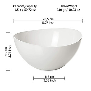 Omada Design bowl of 7,87 inch and 50,72 fl oz with white interior and colored exterior, Trendy Line