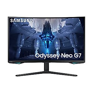 SAMSUNG 32" Odyssey Neo G7 4K UHD 165Hz 1ms G-Sync 1000R Curved Gaming Monitor, Quantum HDR2000, AMD FreeSync Premium Pro, Ultrawide Game View, DisplayPort, HDMI, Height Adjustable Stand, Black, 2022