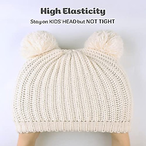 FURTALK Toddler Winter Hat Pom Beanie Fleece Lined Knit Hats for Baby Kids Boys Girls 1-3 Years