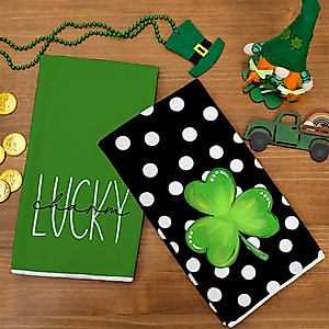 ARKENY St Patricks Day White Polka Dot Kitchen Towels Dish Towels St. Patrick's Day Decorations for Home Décor Ultra Absorbent Bar Drying Cloth 18x26 Inch Hand Towel for Cooking Set of 2