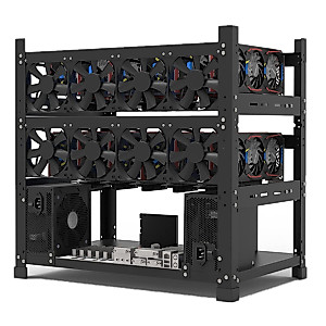 12GPU Stackable Mining Rig Frame, Steel Open Air Mining Rig Case, Solid Miner Frame for Crypto Ethereum ETH RVN Ergo Miner Mining Case Rack Fits Dual Power ATX Motherboard