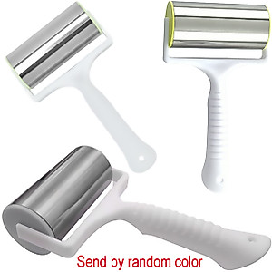 Goeielewe Stainless Steel Rolling Pin with Plastic Handle, Small Mini Pastry and Pizza Dough Baker Roller Ideal for Baking Dough, Pizza, Pie, Pastries, Pasta and Cookies (Random Color)