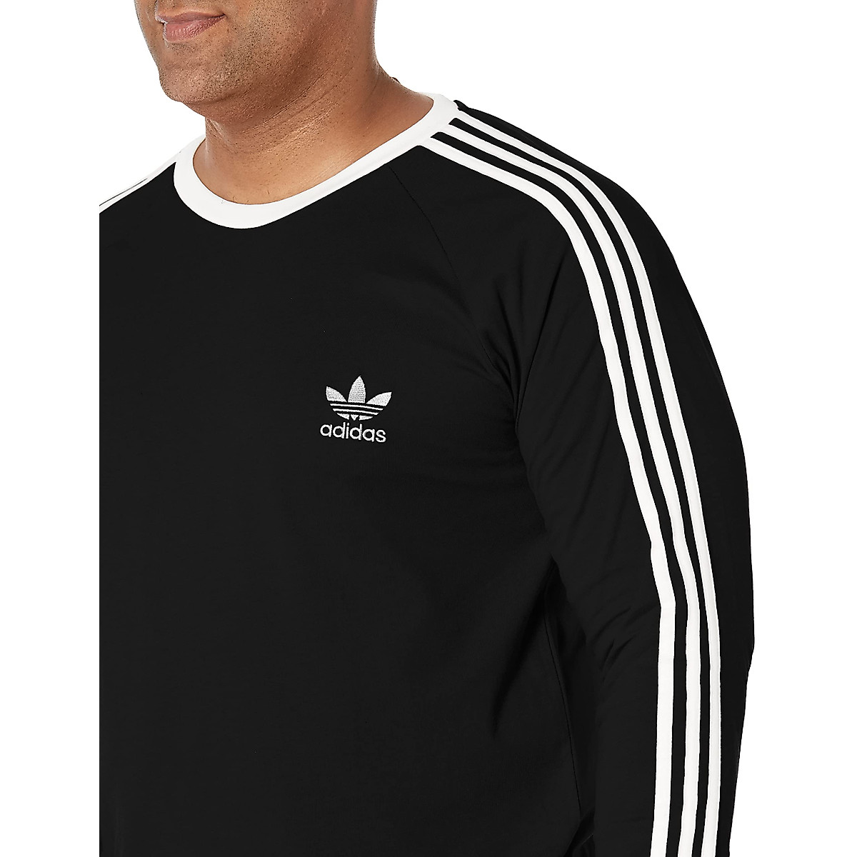 adidas Originals,mens,3-Stripes Long Sleeve Tee,Black,Small