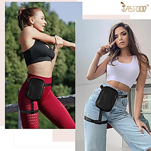 JASGOOD Thigh Harness Leg Bag Fanny Pack for Women Leg Purse Drop Leg Bag, A-Black