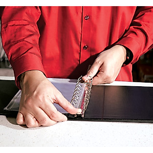 Better Office Products 7 Ring Executive Check Binder with Zipper Pouch, Black Textured Cover, for 9 x 13 3 Per Page Business Checks, 600 Check Capacity Checkbook Holder,